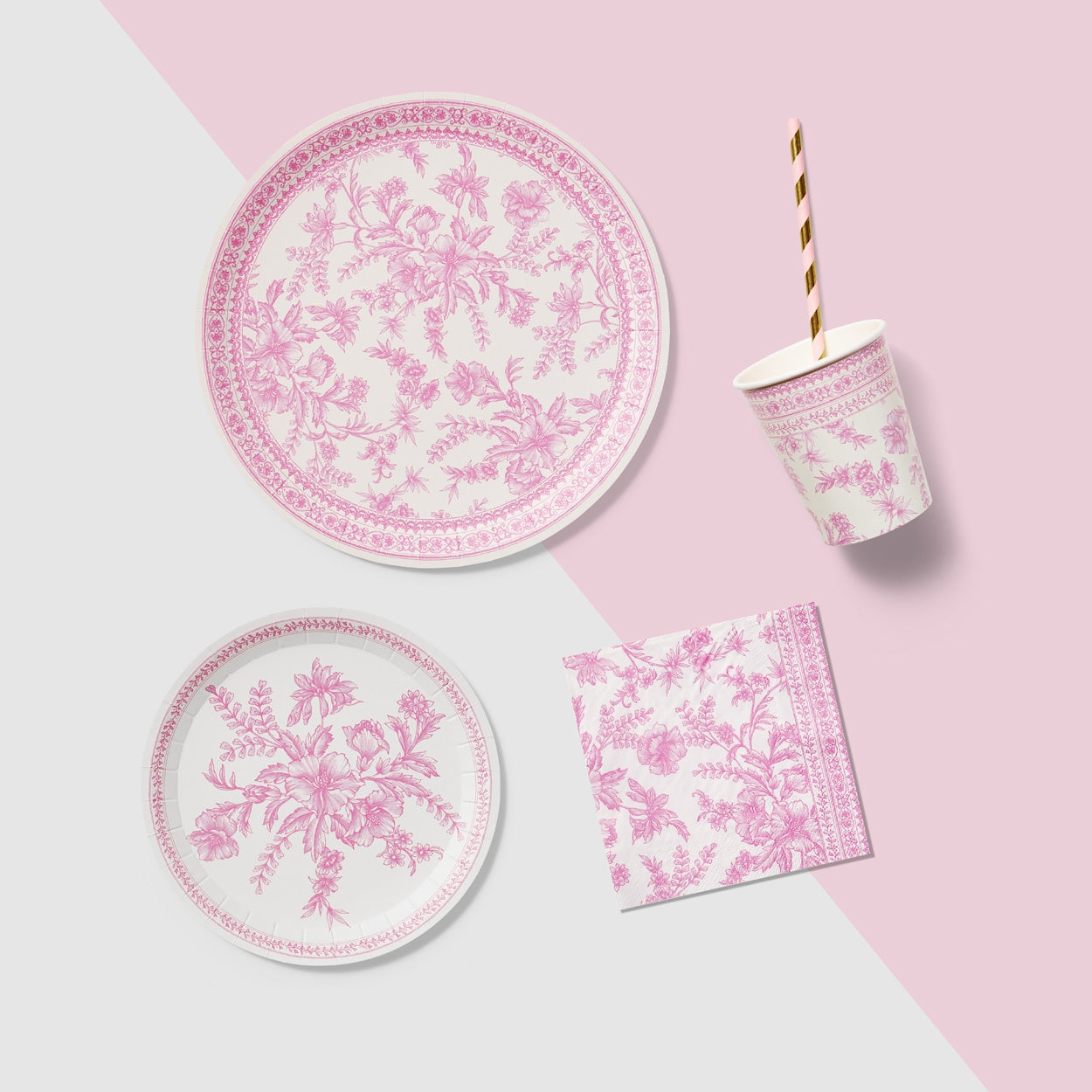 Pink French Toile Paper Party Dinnerware – Hester & Cook