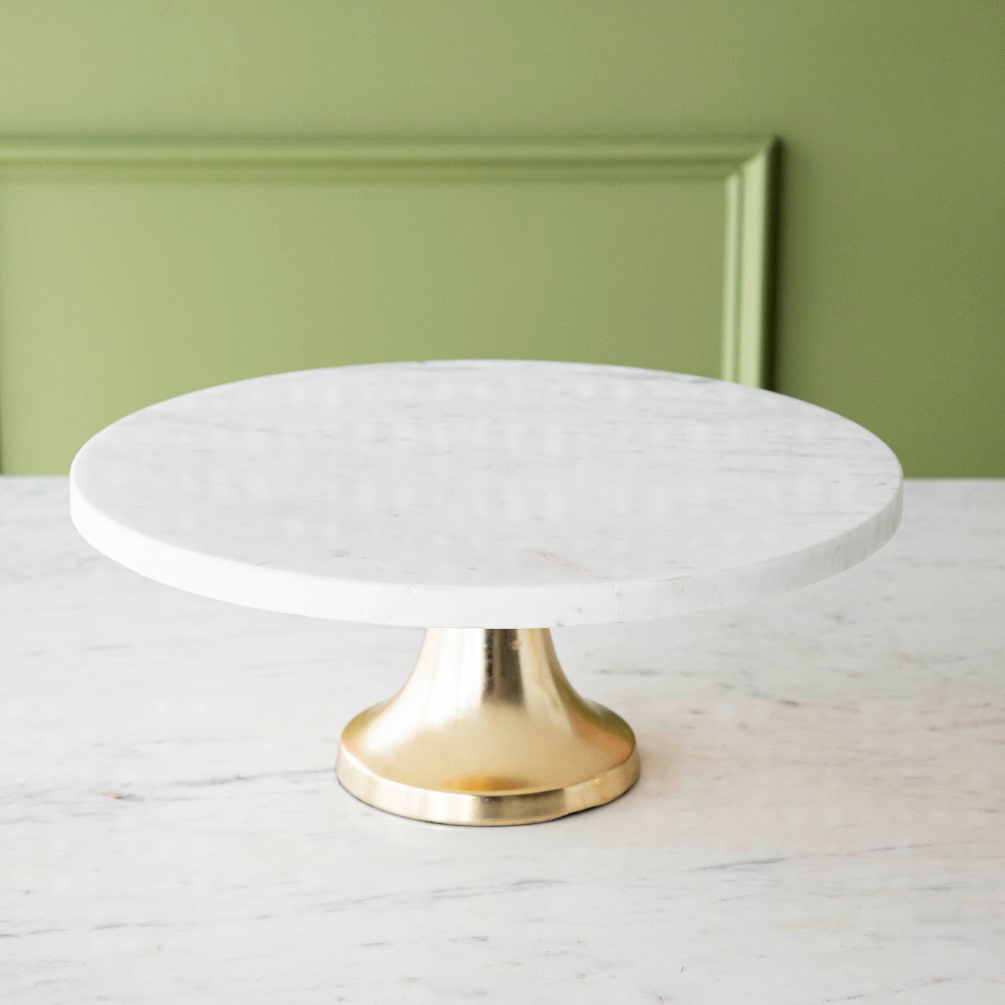 Marble Cake Plate with Antique Brass Base – Hester & Cook
