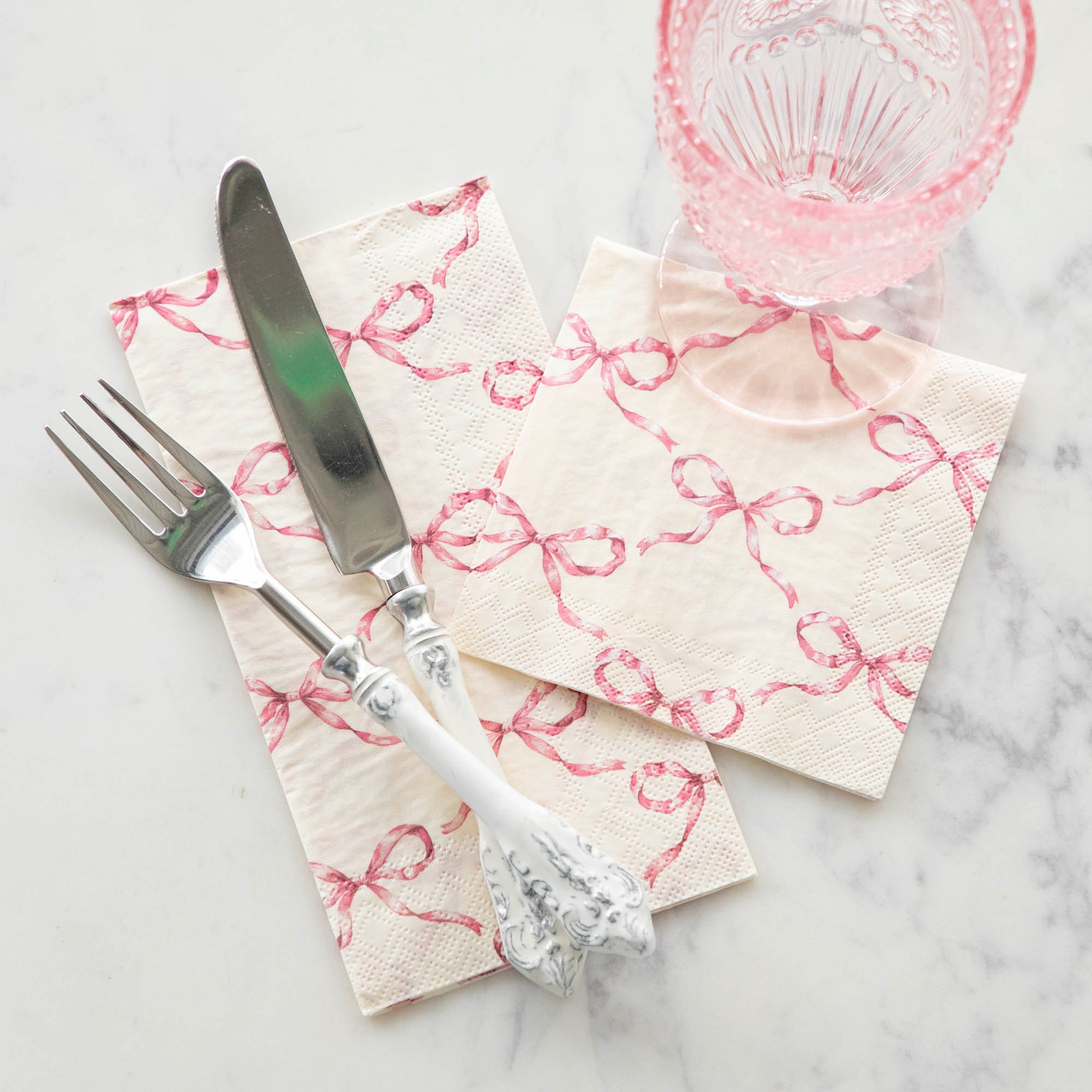 Pink Bow Lattice Cocktail Napkins – Hester & Cook