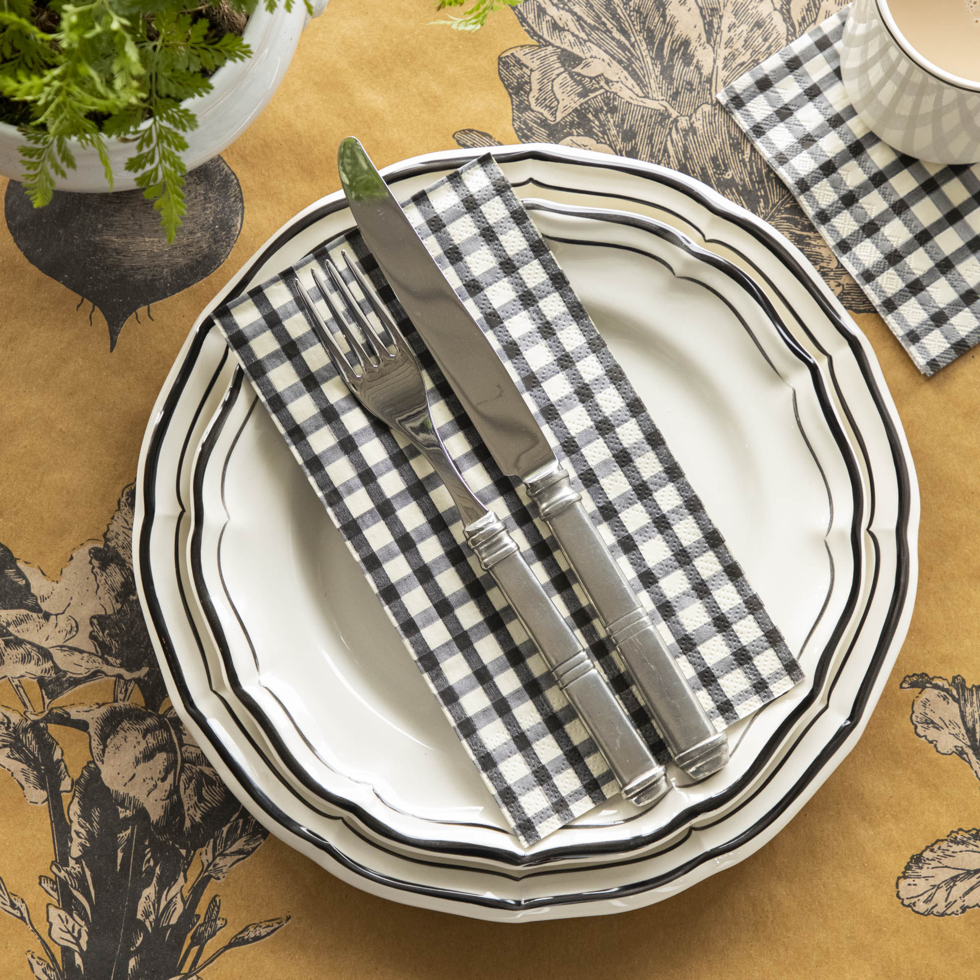Black Painted Check Napkins – Hester & Cook